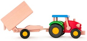Dvěděti Dřevěný traktor s přívěsem
