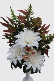 Bílá umělá kytice s dálími 60cm