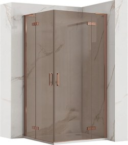 Rea Hugo Double, 2-křídlový sprchový kout 100 (dveře) x 90 (dveře) x 200 cm, 6mm šedé sklo, měděný profil, KPL-K6975