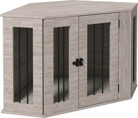PawHut psí klec, obdélníkový dům pro psy s polštářem, klec pro střední psy, ořech, 104 x 55 x 63 cm | Aosom