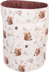 Béžový látkový košík na pečivo s veverkami Tiny Squirrel - Ø 15*16 cm