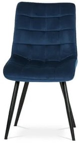 Autronic Moderní jídelní židle Židle jídelní, modrý samet, nohy černá kov (CT-384 BLUE4)