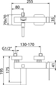 Sapho Latus nástěnná vanová baterie černá mat 1102-70B