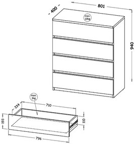 Casarredo Komoda ARITZO 05 4S výběr barev