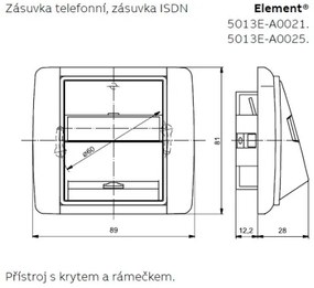 ABB Time, Time Arbo kryt zásuvky telefonní antracitová 5013E-A00215 34