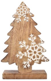 4Home Dekorace z mangového dřeva Snowflake Tree, 33 cm