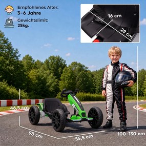 AIYAPLAY Elektro Go-Kart pro děti 12V Gokart s 2 motory, 4násobně nastavitelným sedadlem, plynulý start, EVA kola, LED světlomety 370-518V90GN