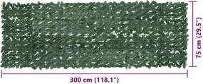 Balkónová zástěna s tmavě zelenými listy 300 x 100 cm 315487