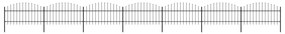 Zahradní plot s kopím nahoře ocelový 1248 x 125 cm černý