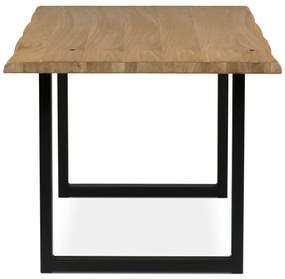 Stůl jídelní, 180x90x75 cm,masiv dub, kovová noha ve tvaru písmene "U", černý lak - DS-U180 DUB