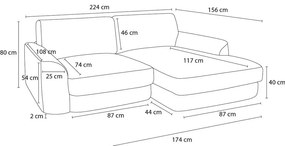 Tmavě šedá rohová pohovka z textilie bouclé (levý roh/s lenoškou) Leonore – Bobochic Paris