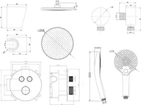 kielle - Termostatická baterie pod omítku, pro 2 spotřebiče, s přísluš