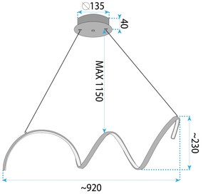Toolight Toolight, LED závěsné svítidlo 90cm, 26W, 3000K, LHJ025-CP, chromová, OSW-60016