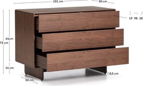 Komoda v dekoru ořechu v tmavě přírodní barvě 101x75x50 cm Norlen – Kave Home