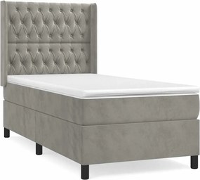 Box spring postel s matrací světle šedá 100x200 cm samet 3132843