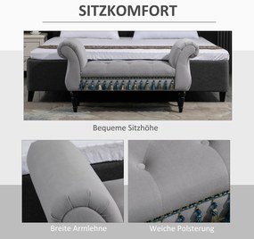 HOMCOM lavice elegantní čalouněná lavice postel taburet dřevěná lavice z polyesterové pěny šedá 117x40x58cm do obývacího pokoje a ložnice | Aosom.de
