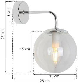 Nástěnné svítidlo Paris 2, 1x čiré skleněné stínítko, CH