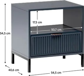 Noční stolek, indigo modrá, STYLE LS 7