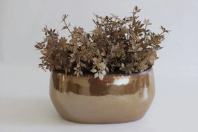 Hnědý perleťový keramický květináč oválný 28cm