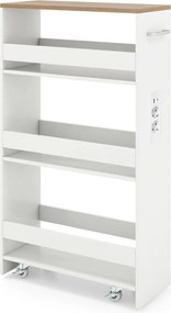 Costway 20 cm široký vozík do výklenku na kolečkách 4 patra úzký kuchyňský vozík