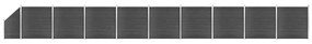 vidaXL Plotová sada WPC 9 čtvercových + 1 šikmý díl 1657 x 186 cm [3070445] Barva: Černá