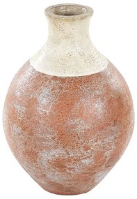 Pálená hlína Dekorativní váza 37 Hnědá Bílá BURSA Beliani