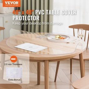 PVC chránič stolu 121,9 cm kulatý čirý plastový o tloušťce 2,0 mm