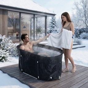 Přenosná skládací vana na otužování, černá, 290 l, HARTO