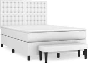 Box spring postel s matrací bílá 140x200 cm umělá kůže 3137666