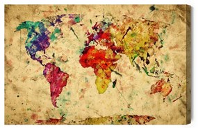 Obraz Vintage Mapa Světa Nedostatek Nedostatek Plátno Canvas 120x80