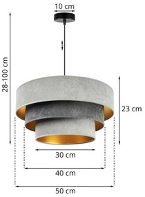 Závěsné svítidlo MEDIOLAN, 1x světle šedé/šedé/zlaté textilní stínítko (výběr ze 2 barev konstrukce)