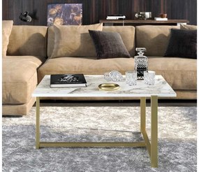 Designový konferenční stolek Vespera 92 cm bílý/zlatý