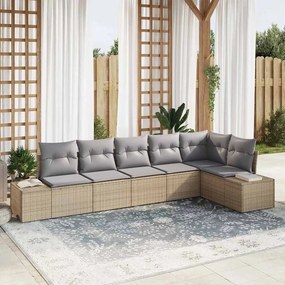 Sada zahradních pohovek 6 ks Beige a šedá polyratan 3347080