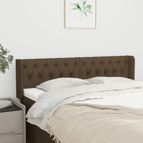 Čelo postele typu ušák tmavě hnědé 163x16x78/88 cm textil 3119113