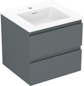 Mexen Orio, koupelnová skříňka 50 cm s umyvadlem Otis, 2 zásuvky, grafitová matná/bílá matná, 91A10-05047-2-BFF66-W18M01