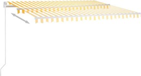 Ručně zatahovací markýza s LED světlem 400 x 300 cm žlutobílá 3068903