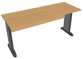 Stůl pracovní rovný 160 cm hl. 60 cm - Hobis Cross CE 1600 Dekor stolové desky: buk, Dekor lamino podnože: buk, Barva nohou: černá