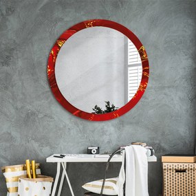 Kulaté dekorativní zrcadlo na zeď Červený mramor fi 90 cm