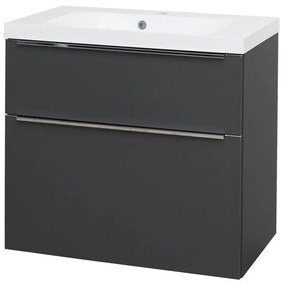 Mereo Mereo, Mailo, koupelnová skříňka s umyvadlem z litého mramoru 81 cm, bílá, dub, antracit, CN531M