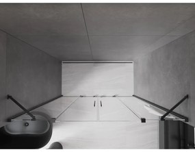 Mexen Velar Duo, posuvné sprchové dveře do otvoru 170 cm, 8mm čiré sklo, broušený grafit, 871-170-000-02-95