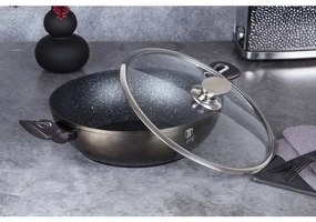 BERLINGERHAUS Wok pánev s poklicí s mramorovým povrchem 30 cm Shiny Black Edition BH-7115