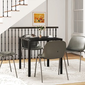 HOMCOM Jídelní stůl 75 x 75 cm, Čtvercový kuchyňský stůl pro 4 osoby, Jídelní stůl s tvrzeným sklem a kovovými nohami, Moderní stůl do kuchyně, jídel…