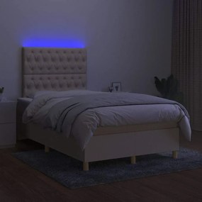 Box spring postel s matrací a LED krémová 120 x 200 cm textil 3135666
