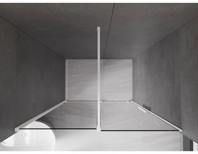 Mexen Velar, posuvné sprchové dveře do otvoru 130 cm, 8mm šedé sklo, bílá matná, 871-130-000-41-20
