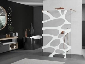 Mexen Kioto, sprchová zástěna Walk-In 100 x 200 cm, 8mm čiré sklo bílý vzor, ​​měděný matný profil, 800-100-002-65-97