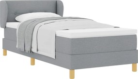 Postel s boxspringem s čelo Světle šedá 80 x 200 cm textil 3340178