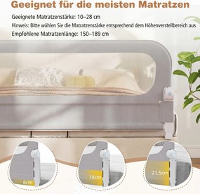 Costway Skládací kolejnice na postel s odnímatelným krytem Oxford a Strap Bed