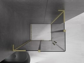 Mexen Velar L Duo, sprchový kout s posuvnými dveřmi 90 x 80 cm, 8mm šedé sklo, zlatá matná, 871-090-080-02-43-55
