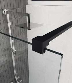 Erga Paris, sprchová zástěna Walk-In 30x200 cm, 8mm šedé sklo, černý profil, ERG-V02-PARIS-030x200-GR-BK