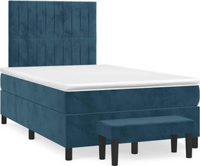 Box spring postel s matrací tmavě modrá 120x190 cm samet 3270485